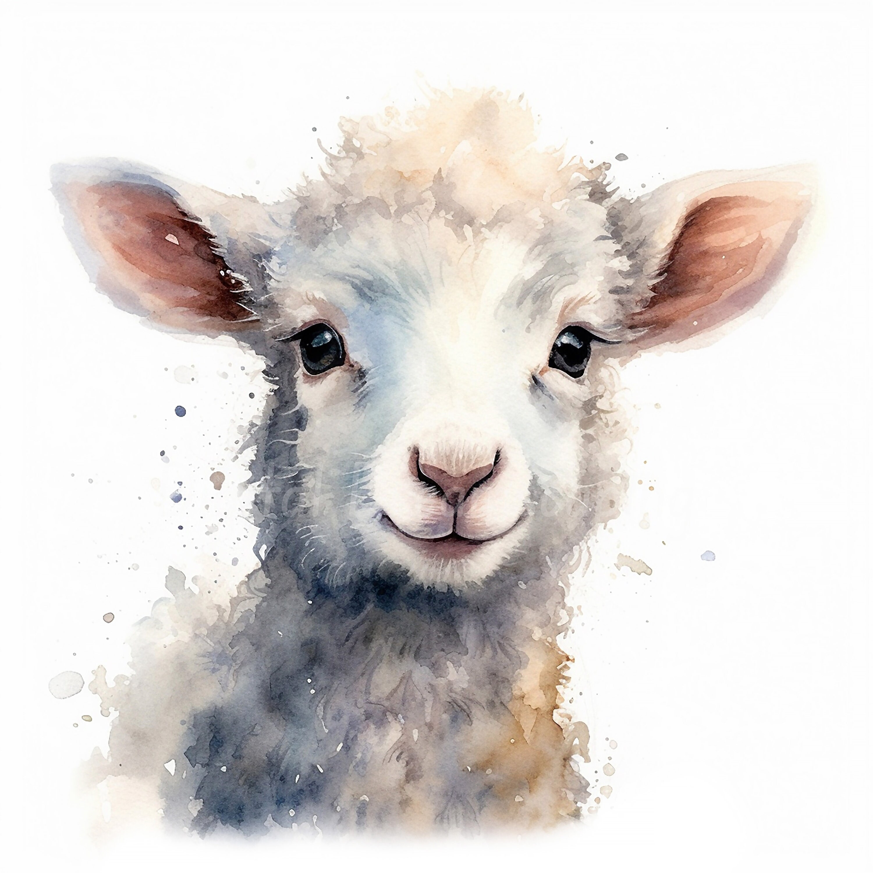 Cute Lamb Clipart Bundle, Digital Download, Watercolor Clip Art, Wall ...