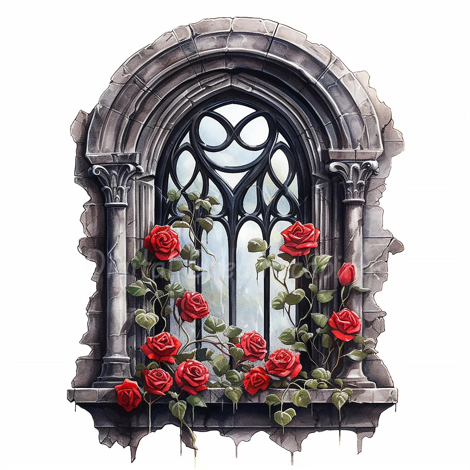 Gothic Window Clipart Bundle Digital Download Watercolor Clip Art for ...