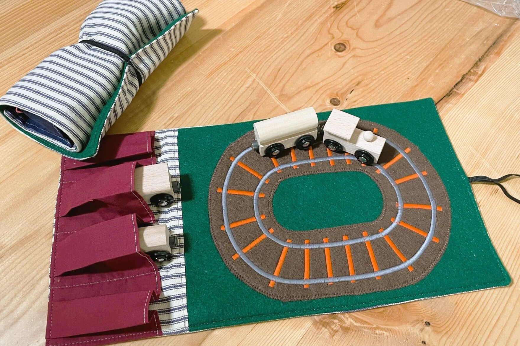 Take-along Train Track: Handmade Compact Toy Train Playscape, Organizer ...