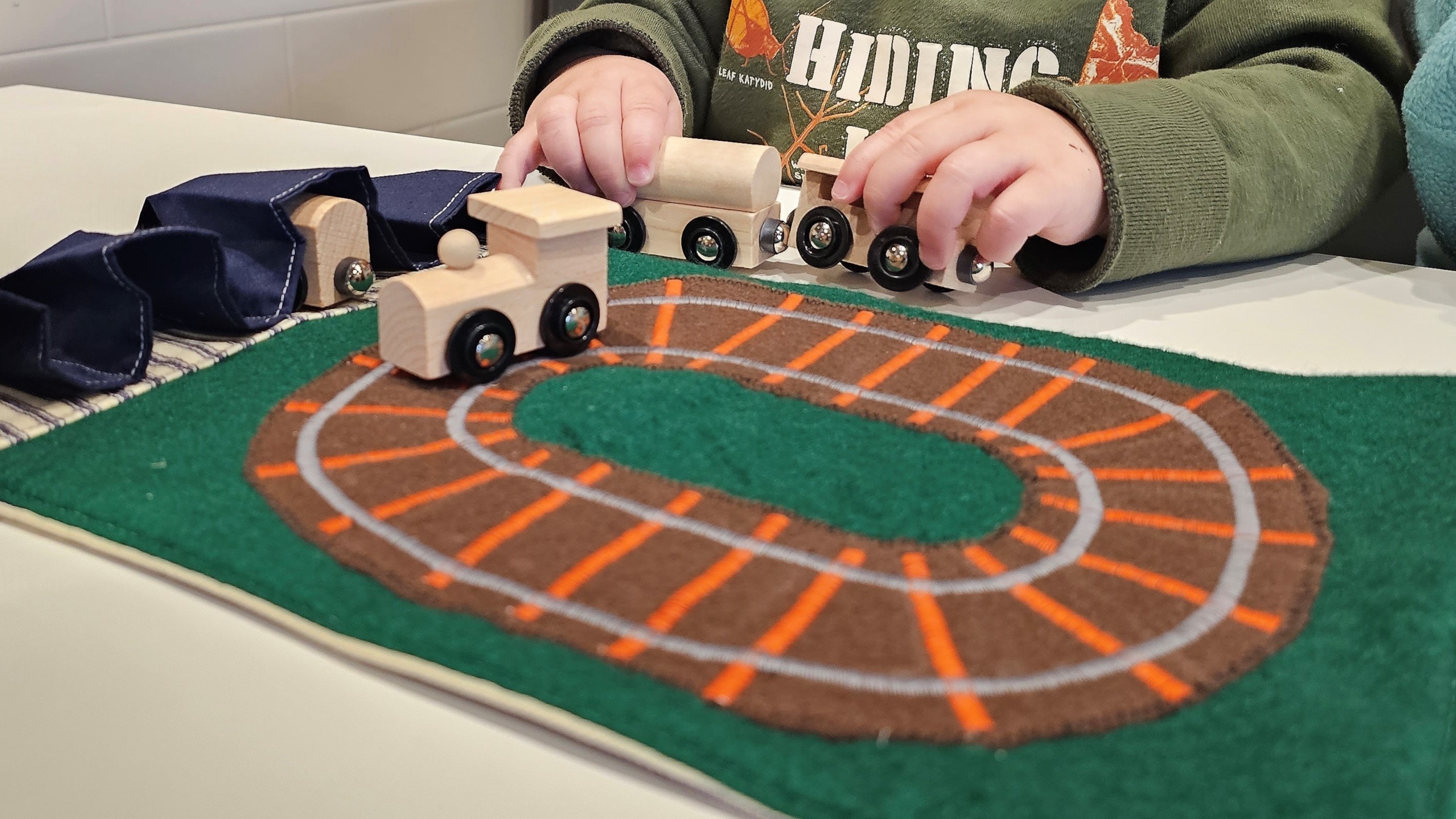 Take-along Train Track: Handmade Compact Toy Train Playscape, Organizer ...