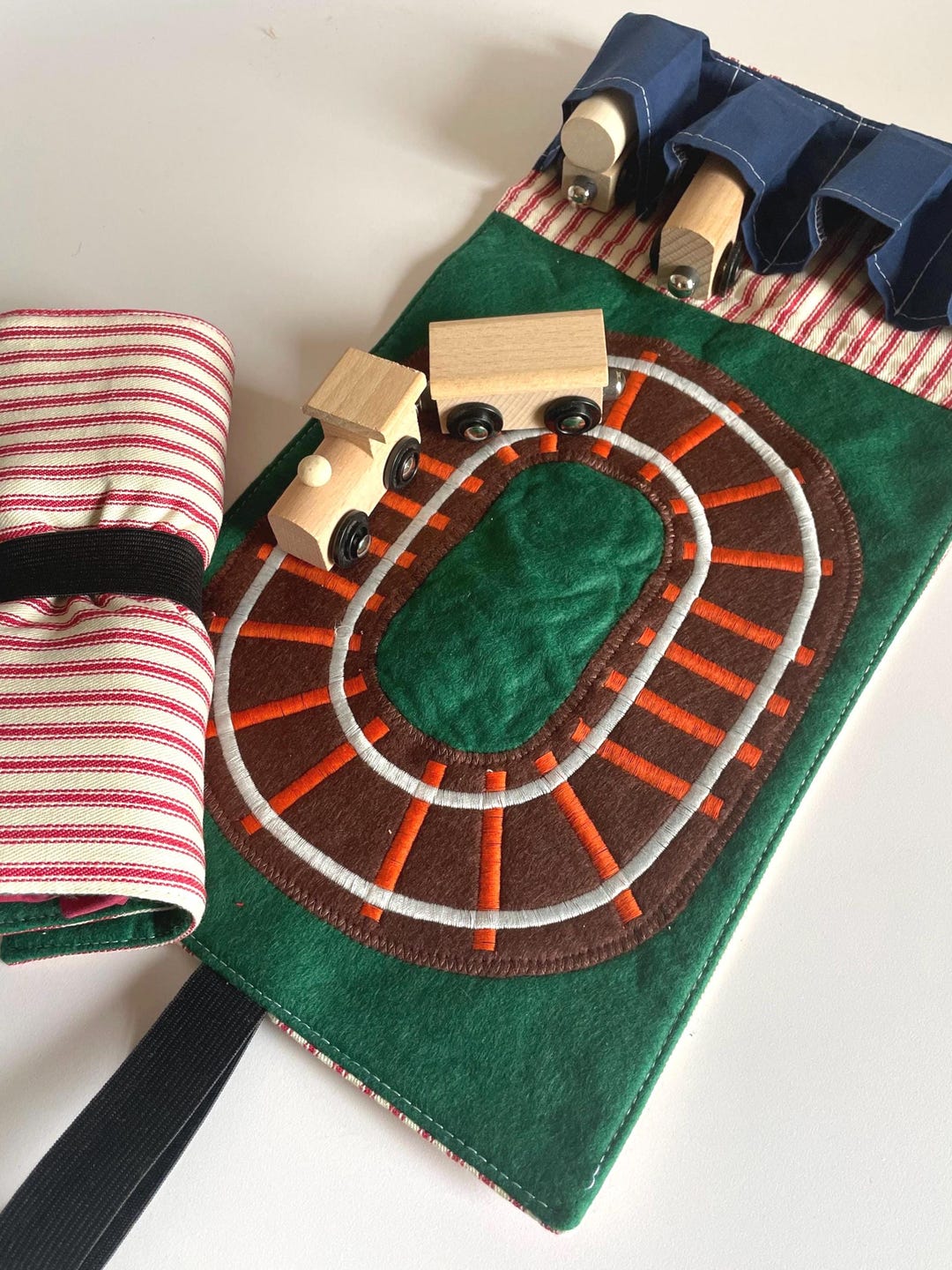 Take-along Train Track: Handmade Compact Toy Train Playscape, Organizer ...