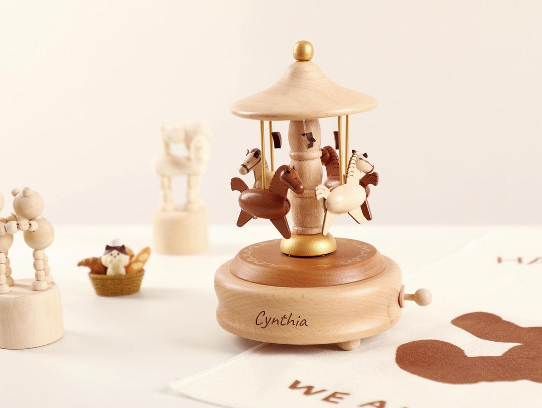 Custom Music Box, Musical Carousel, Handmade Personalized Wooden ...