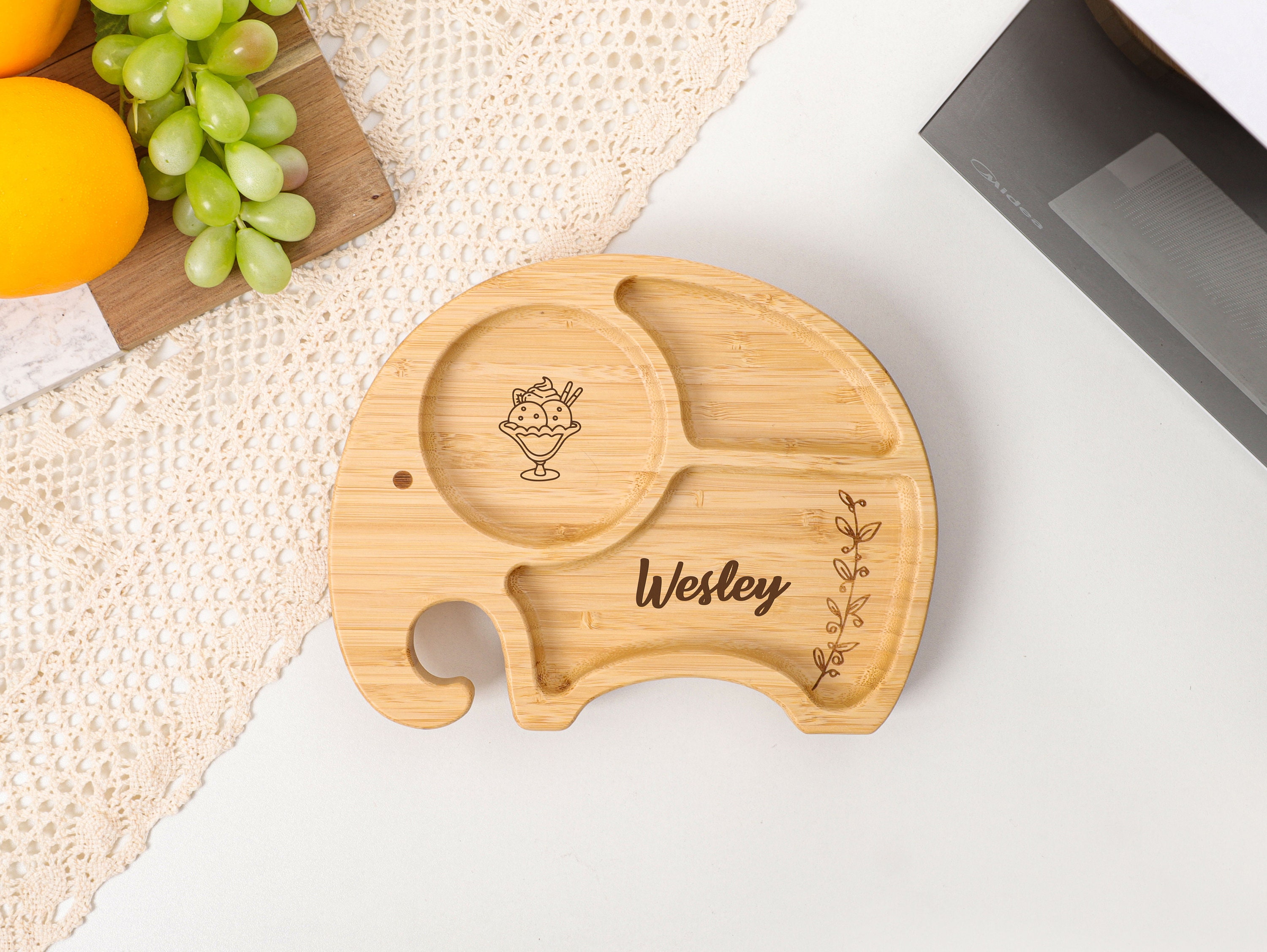 Personalized Bamboo Plate Suction Cup, Personalized Baby Plate ...