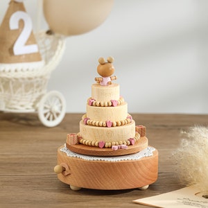 Bunny Cake Birthday Music Box, Wooden Music Box, Custom Wooden Handmade ...