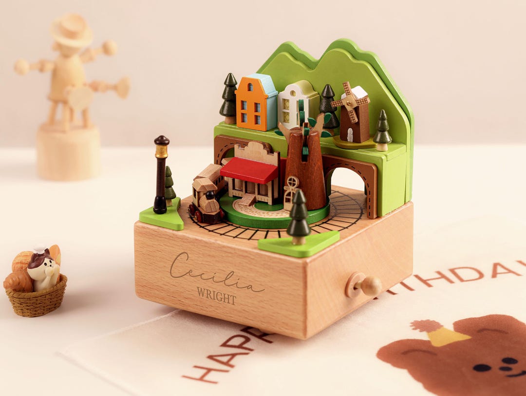 Wooden Music Box, Custom Wooden Handmade Music Box, Train Birthday ...