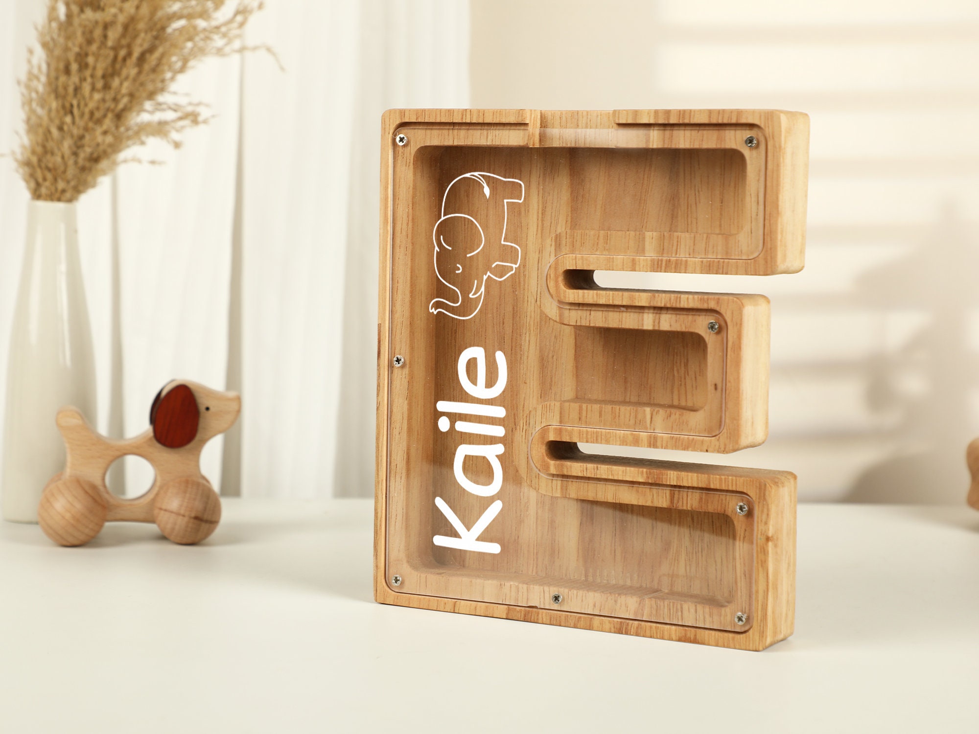 Wooden Alphabet Bank Personalize Wooden Letter Piggy Bank - Etsy