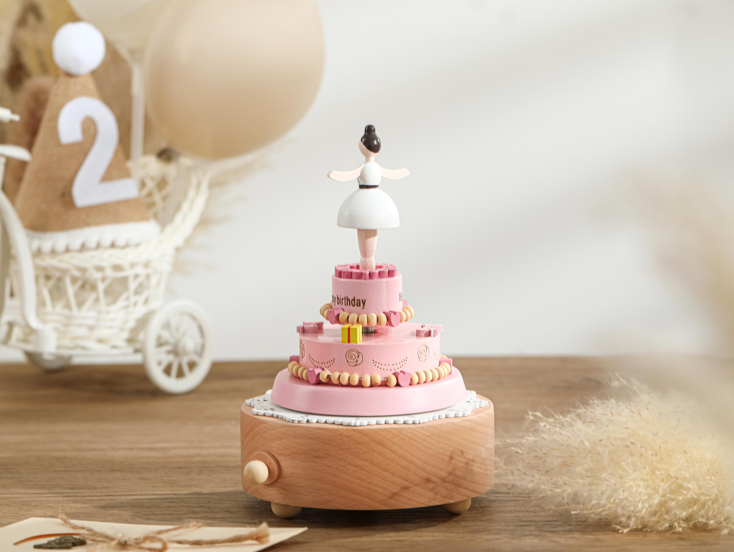 Ballet Girl Cake Birthday Music Box, Wooden Music Box, Custom Wooden ...