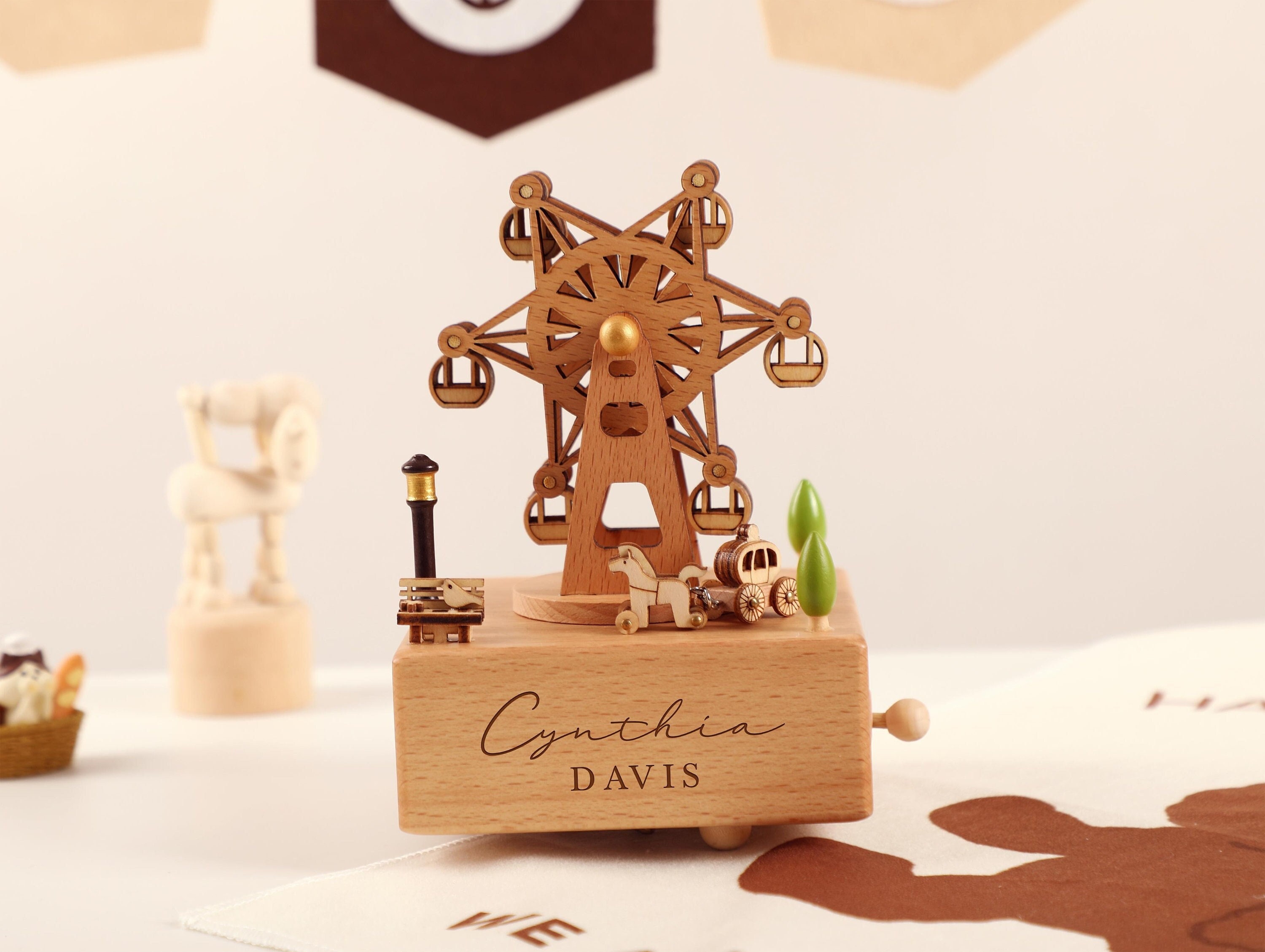 Ferris Wheel Birthday Music Box, Wooden Music Box, Custom Wooden ...