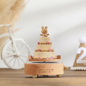 Bunny Cake Birthday Music Box, Wooden Music Box, Custom Wooden Handmade ...