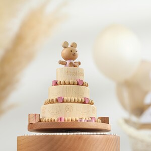 Bunny Cake Birthday Music Box, Wooden Music Box, Custom Wooden Handmade ...