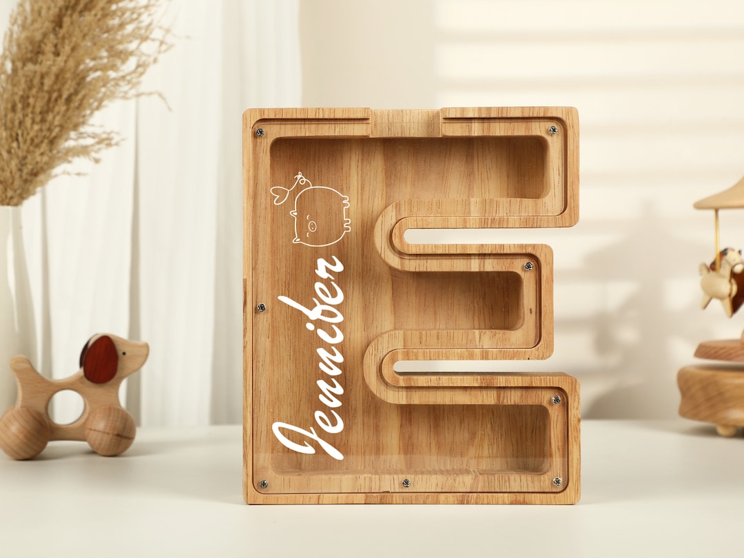 Wooden Alphabet Bank, Personalize Wooden Letter Piggy Bank, Custom ...