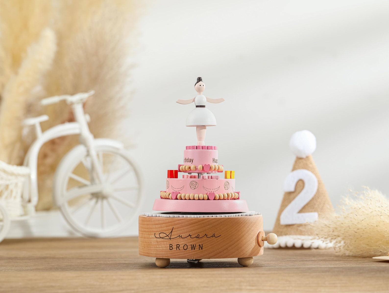 Ballet Girl Cake Birthday Music Box, Wooden Music Box, Custom Wooden ...