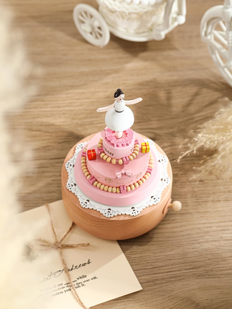 Ballet Girl Cake Birthday Music Box, Wooden Music Box, Custom Wooden ...