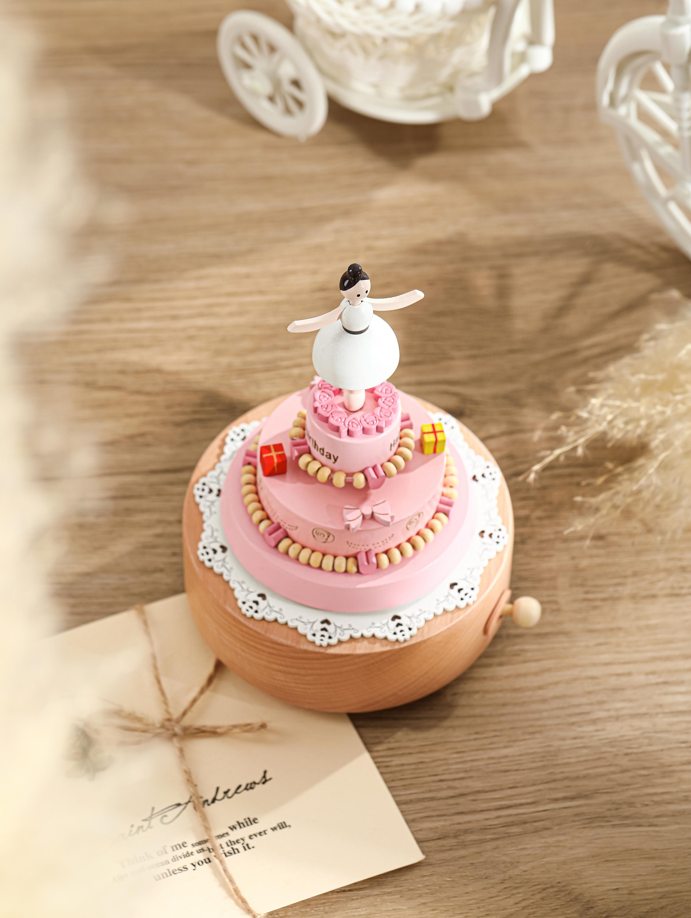 Ballet Girl Cake Birthday Music Box, Wooden Music Box, Custom Wooden ...