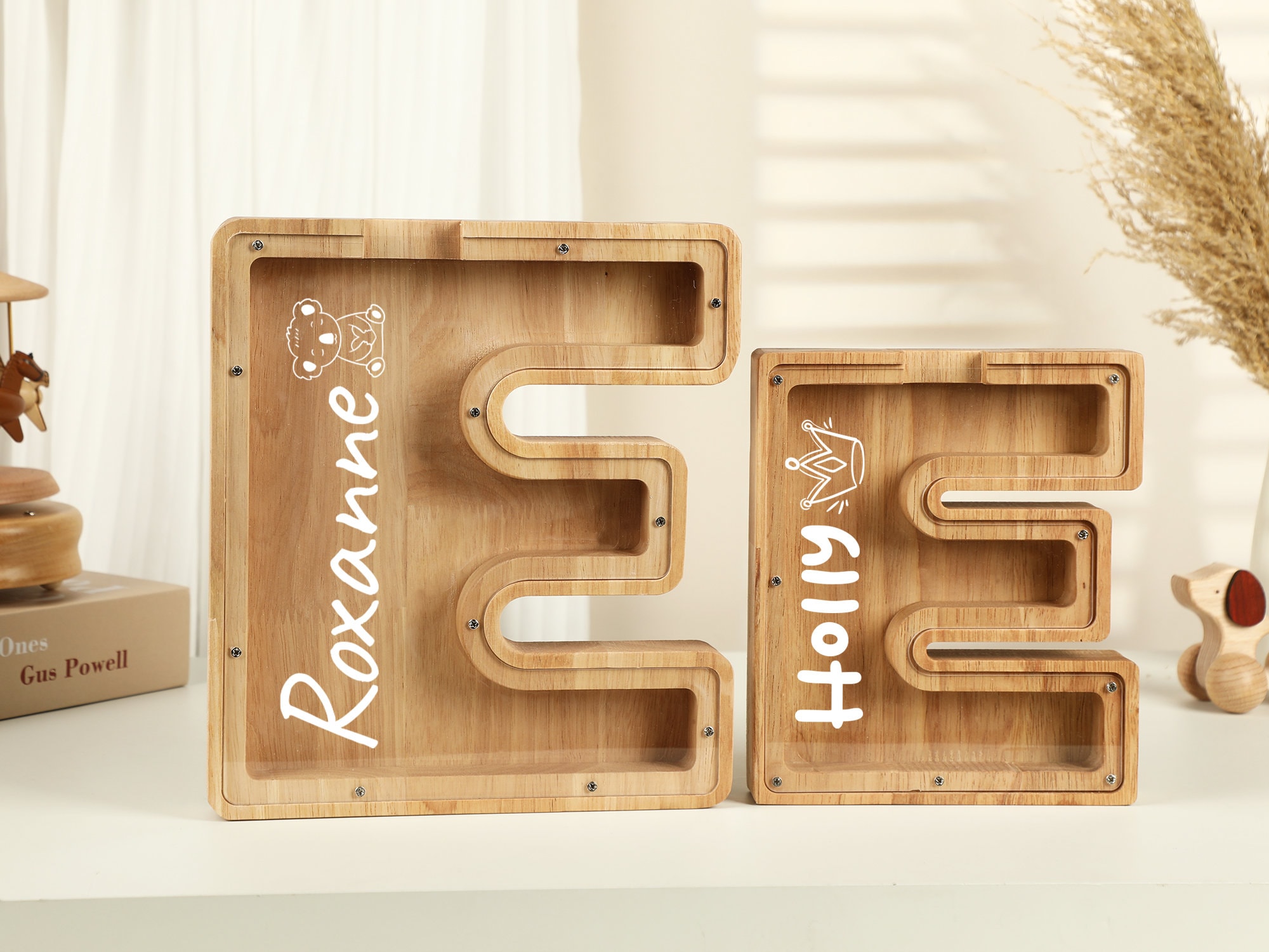 Wooden Alphabet Bank Personalize Wooden Letter Piggy Bank - Etsy