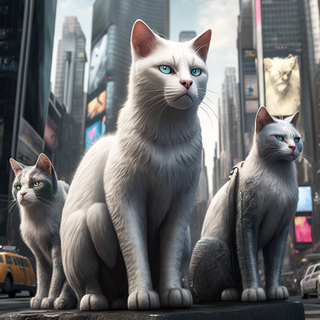 Cybercat Futuristic Feline Artwork Painting Drawing - Etsy