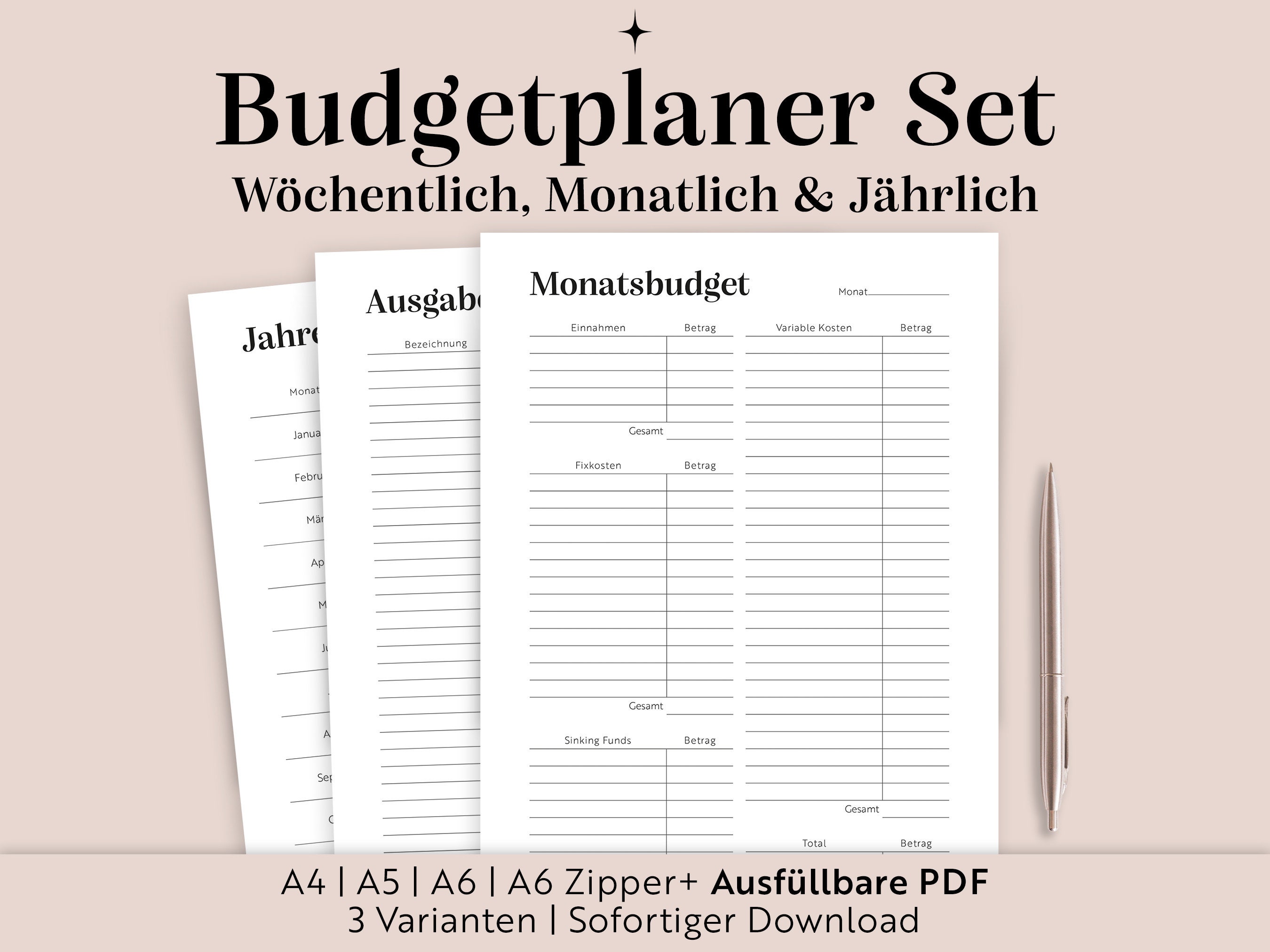 Monats Budgetplaner | Wöchentliche Ausgaben zum ausdrucken | Deutsch ...