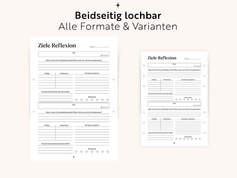 Goal Reflection PDF | A3 A4 A5 Fillable | Monthly Progress | German ...