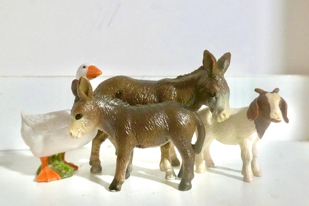 Vintage Schleich Farm Animal Bundle: Donkey, Foal, Goose & Goat Kid ...