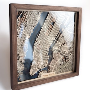 New York Wall Art | Wood Map | Custom City Map - Etsy