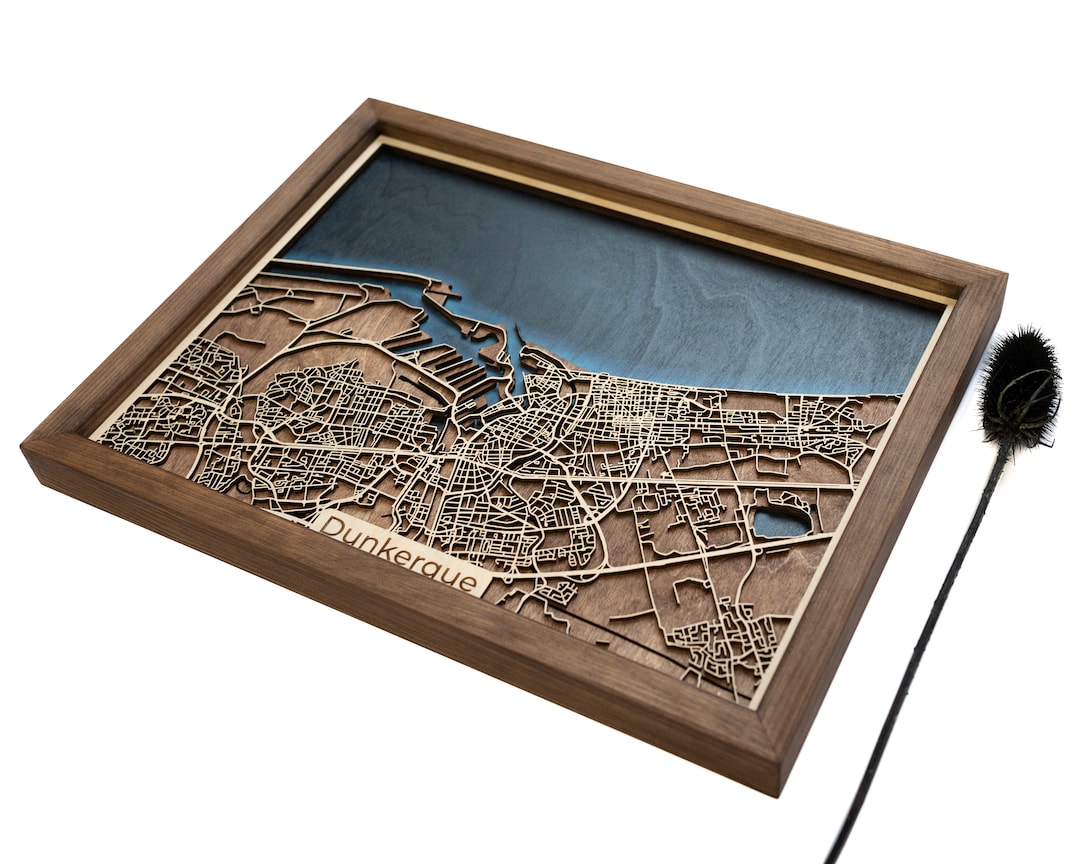 Dunkerque Wood Map | Handmade Custom Wall Art | Personalized City Map ...