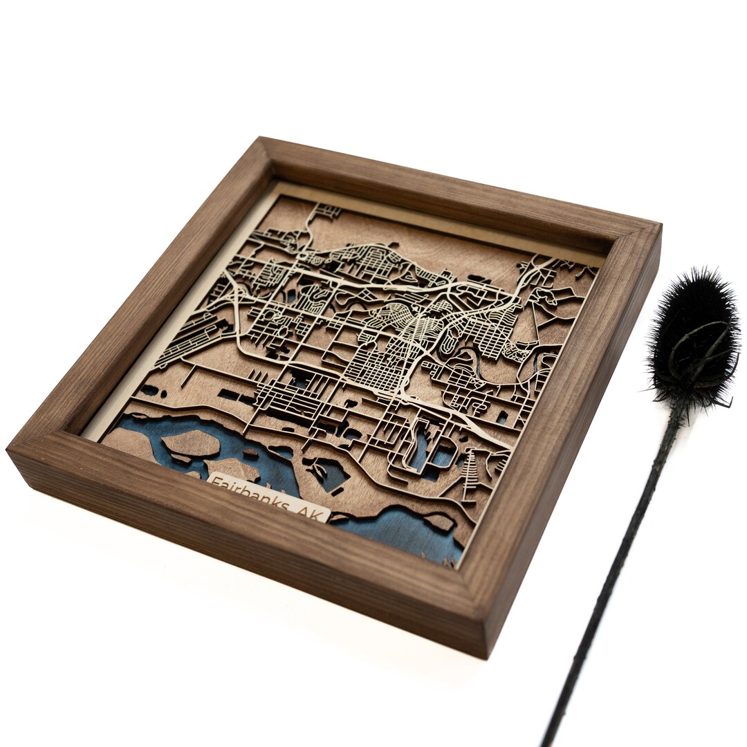 Fairbanks Wood Map | Handmade Custom Wall Art | Personalized City Map ...