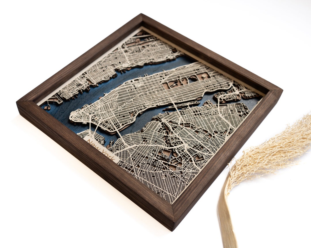 New York Wall Art | Wood Map | Custom City Map - Etsy