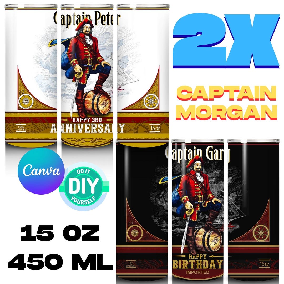 Captain Morgan Tumbler Sublimation Design: DIY Canva Template (digital ...