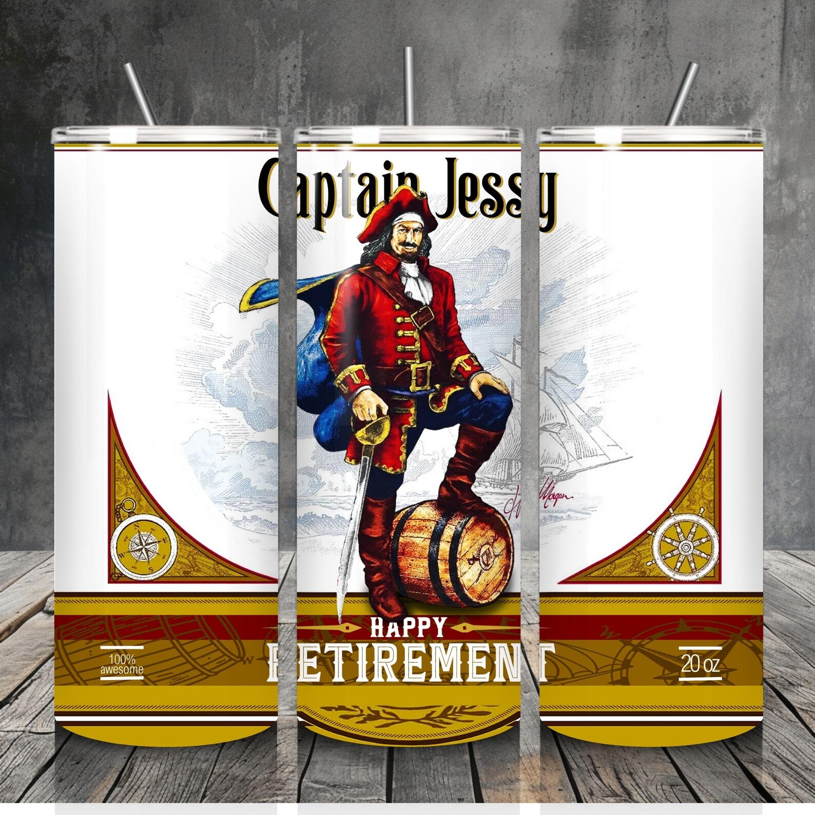 Captain Morgan Tumbler Sublimation Design: Custom Canva Template ...