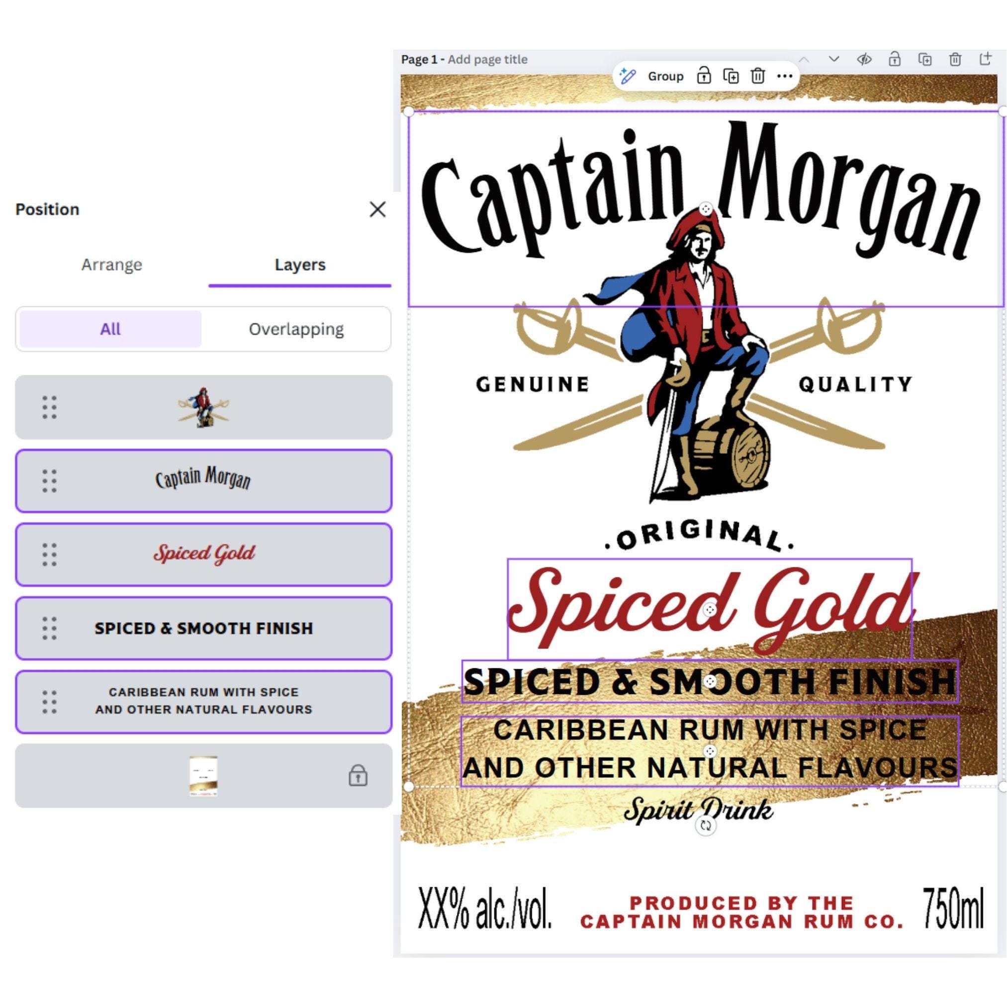 Captain Morgan Label Template Bundle: Spiced, Dark & White Rum (digital ...