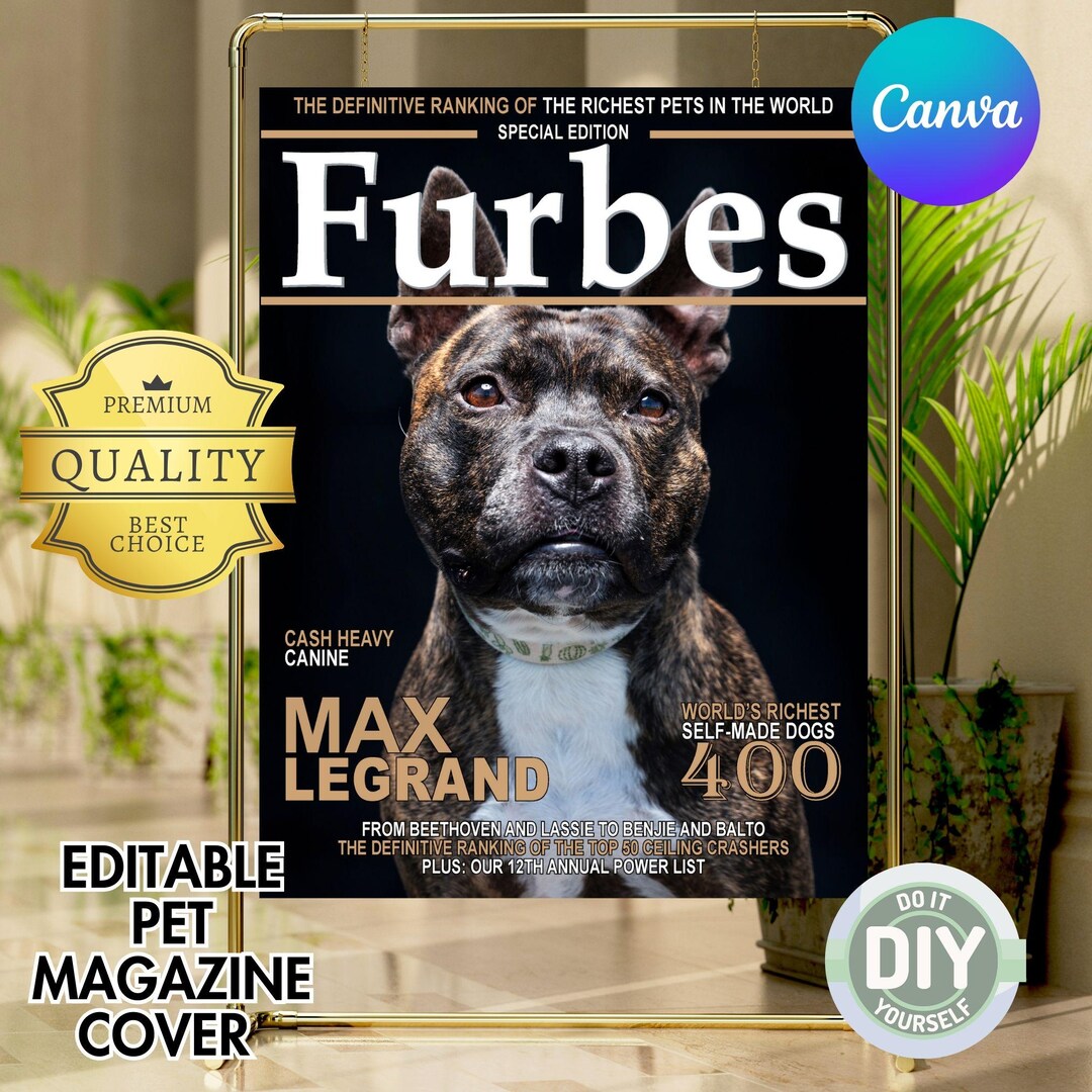 Editable Furbes Pet Magazine Cover Canva Template Bundle, Dog Magazine ...