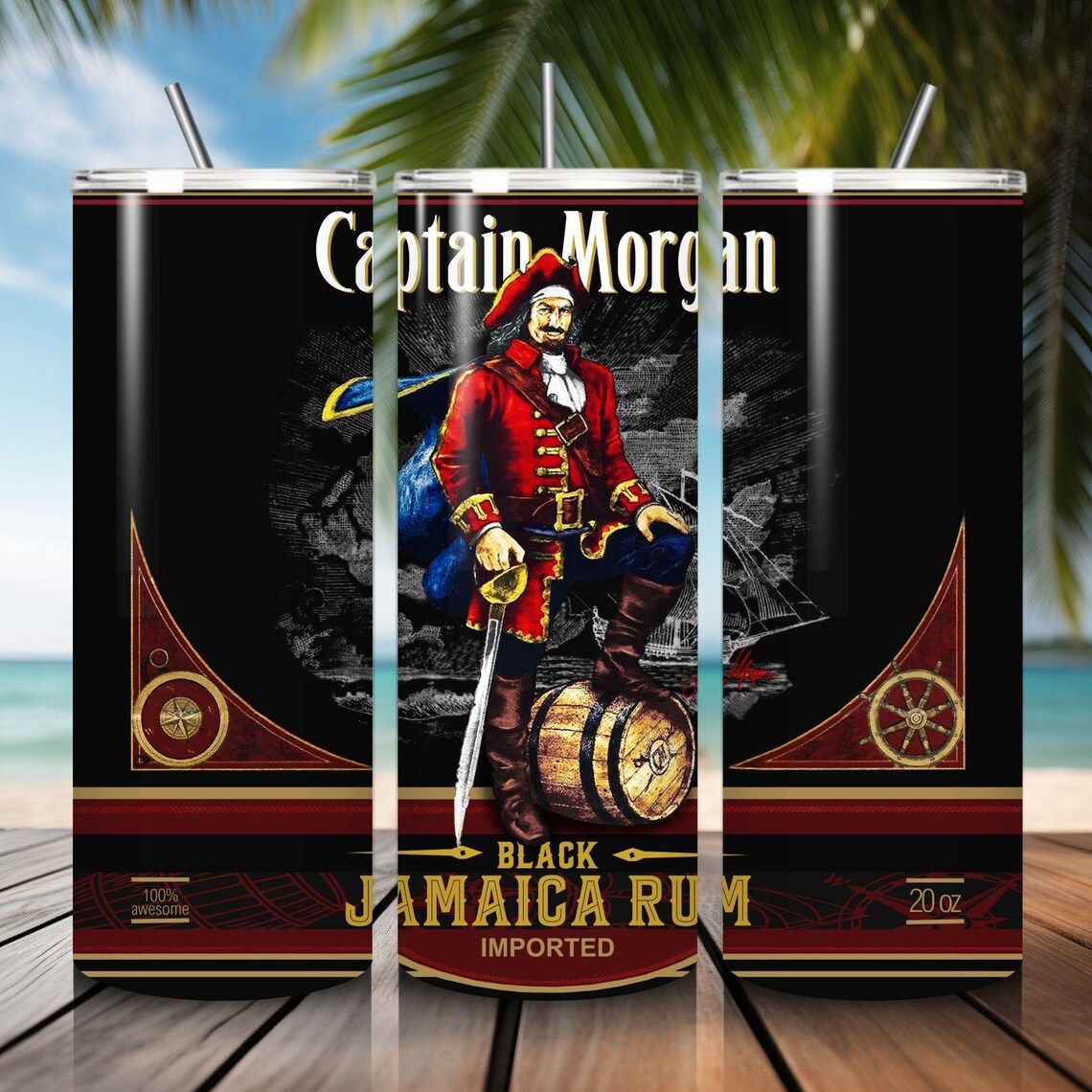 Captain Morgan Tumbler Sublimation Design: 20oz Canva Template (digital ...
