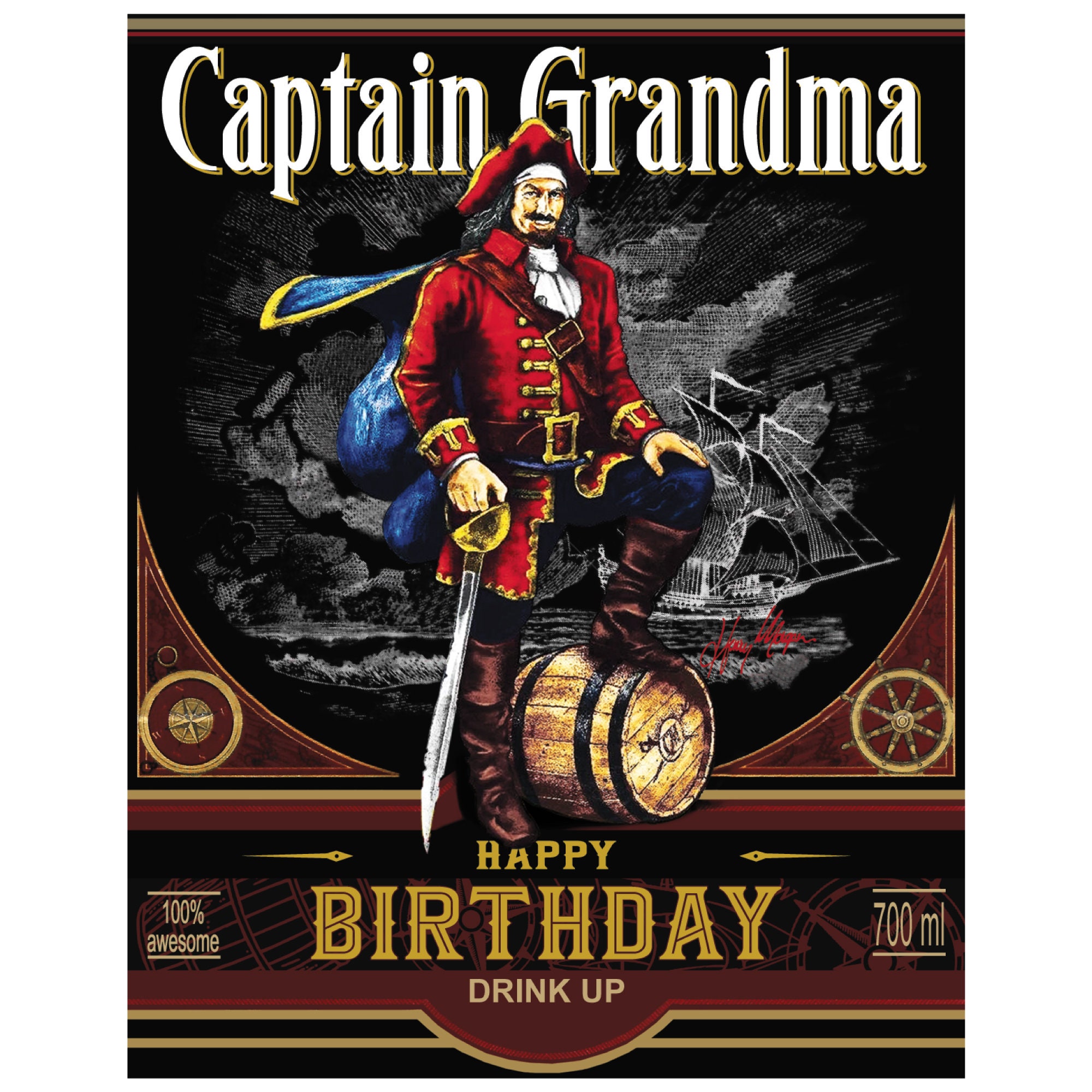 Custom Captain Morgan Dark Rum 750ml or 700 Ml Bottle Personalized ...