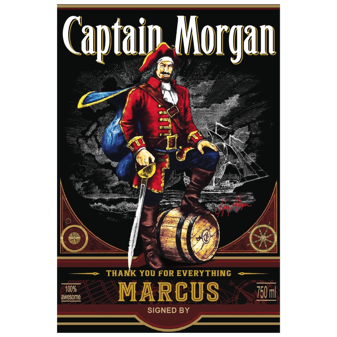 Custom Captain Morgan Dark Rum 750ml or 700 Ml Bottle Personalized ...