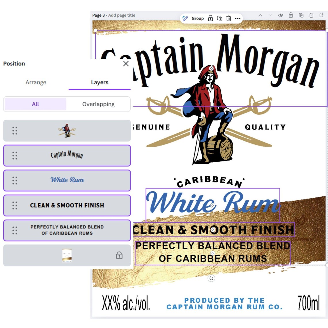 Captain Morgan Label Template Bundle: Spiced, Dark, White Rum (canva ...