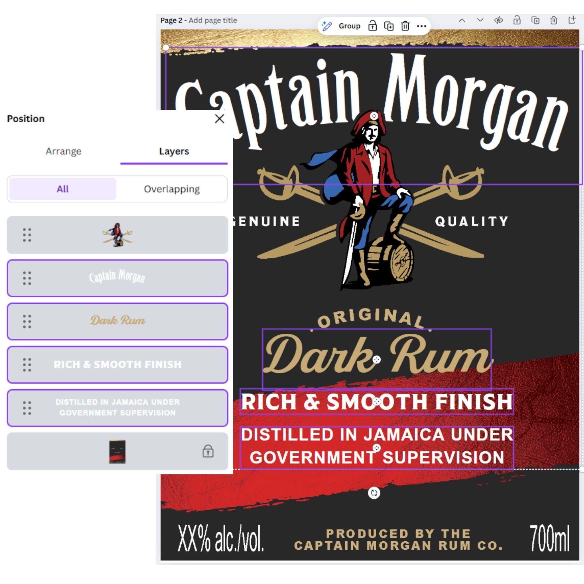 Captain Morgan Label Template Bundle: Spiced, Dark, White Rum (canva ...