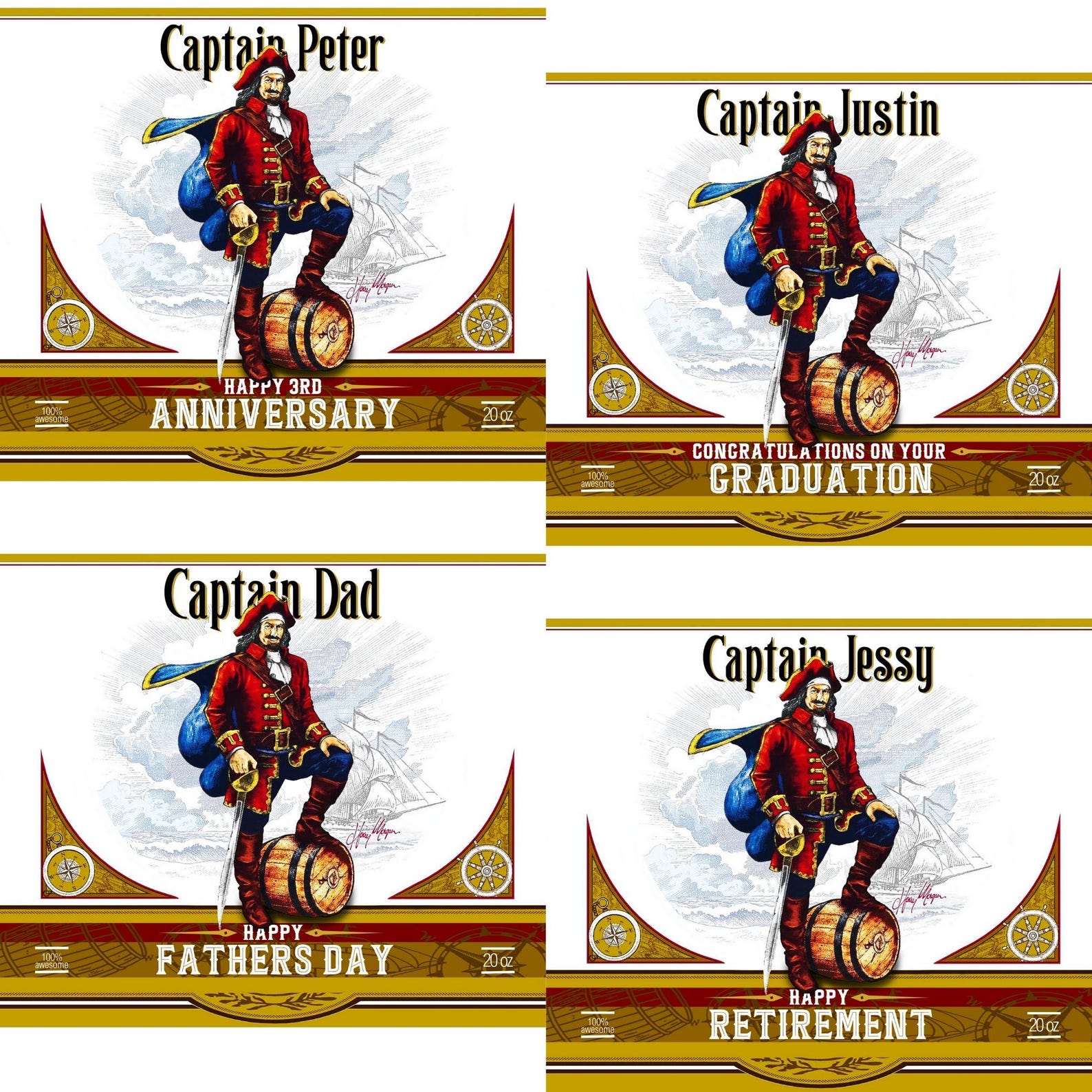Captain Morgan Tumbler Sublimation Design: Custom Canva Template ...