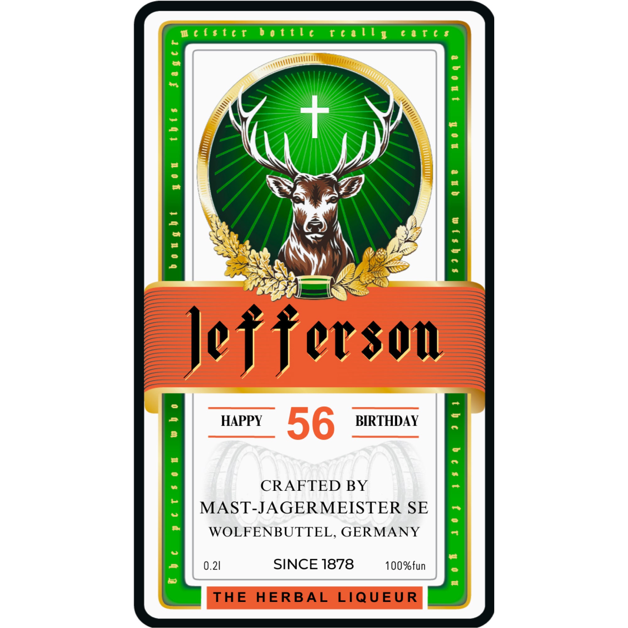 Unlimited Self-edit 200ml Custom Jagermeister Editable Personalized ...