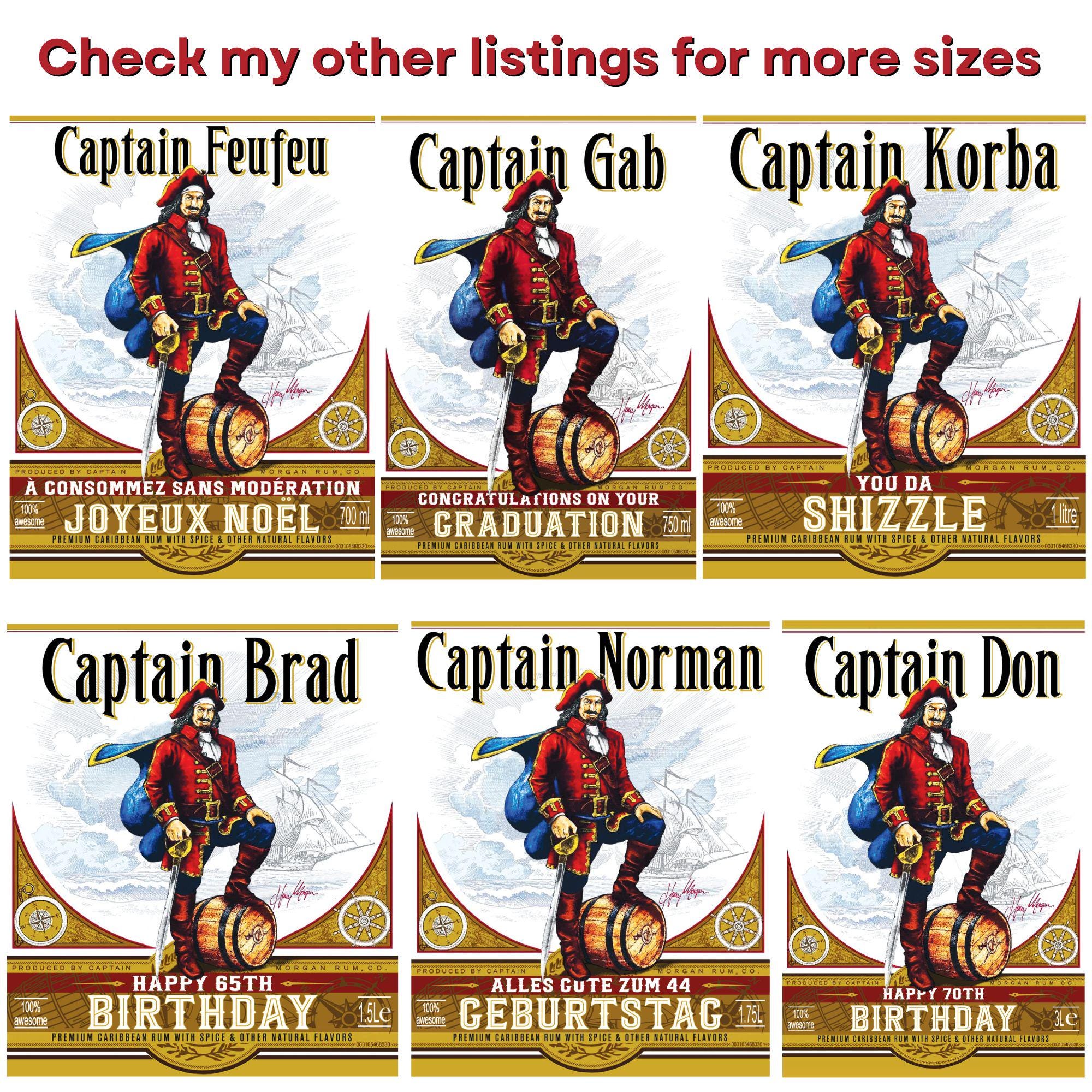 Custom Captain Morgan Spiced Rum Label 750ml Canva Template - Etsy