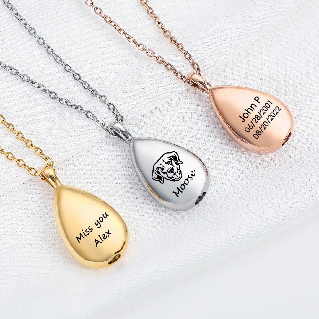 Personalized Cremation Urn Necklace for Ashes Memorial Custom Engraved ...