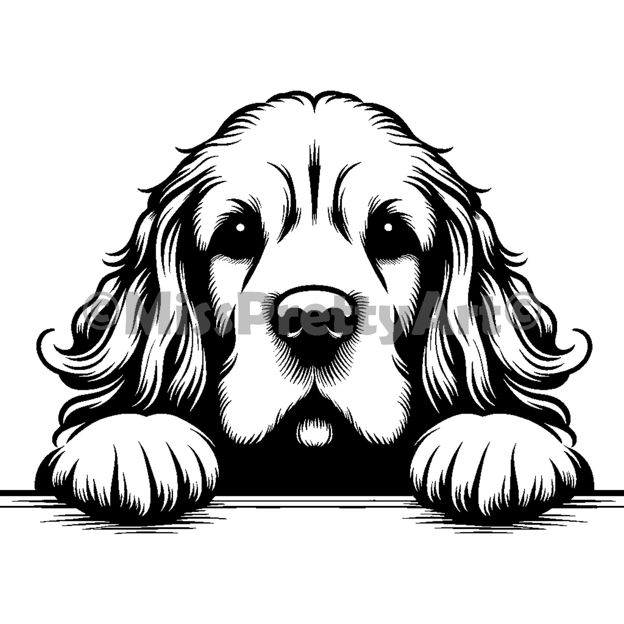 Peeking Lovable Cocker Spaniel Dog Art Svg , Dxf, Png, Eps High Quality ...