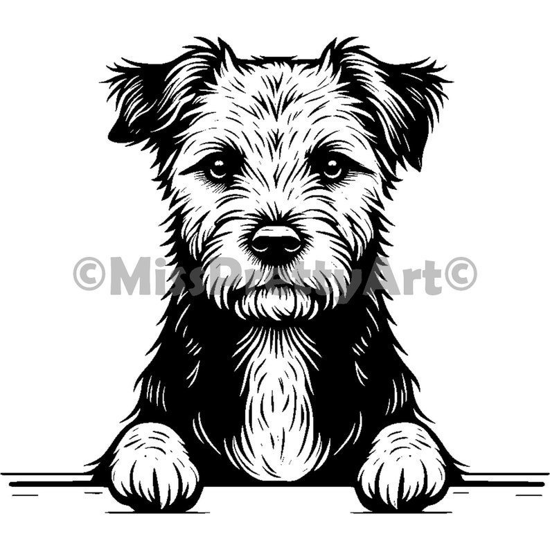 Peeking Brave Border Terrier Dog Svg , Dxf, Png, Eps High Quality ...