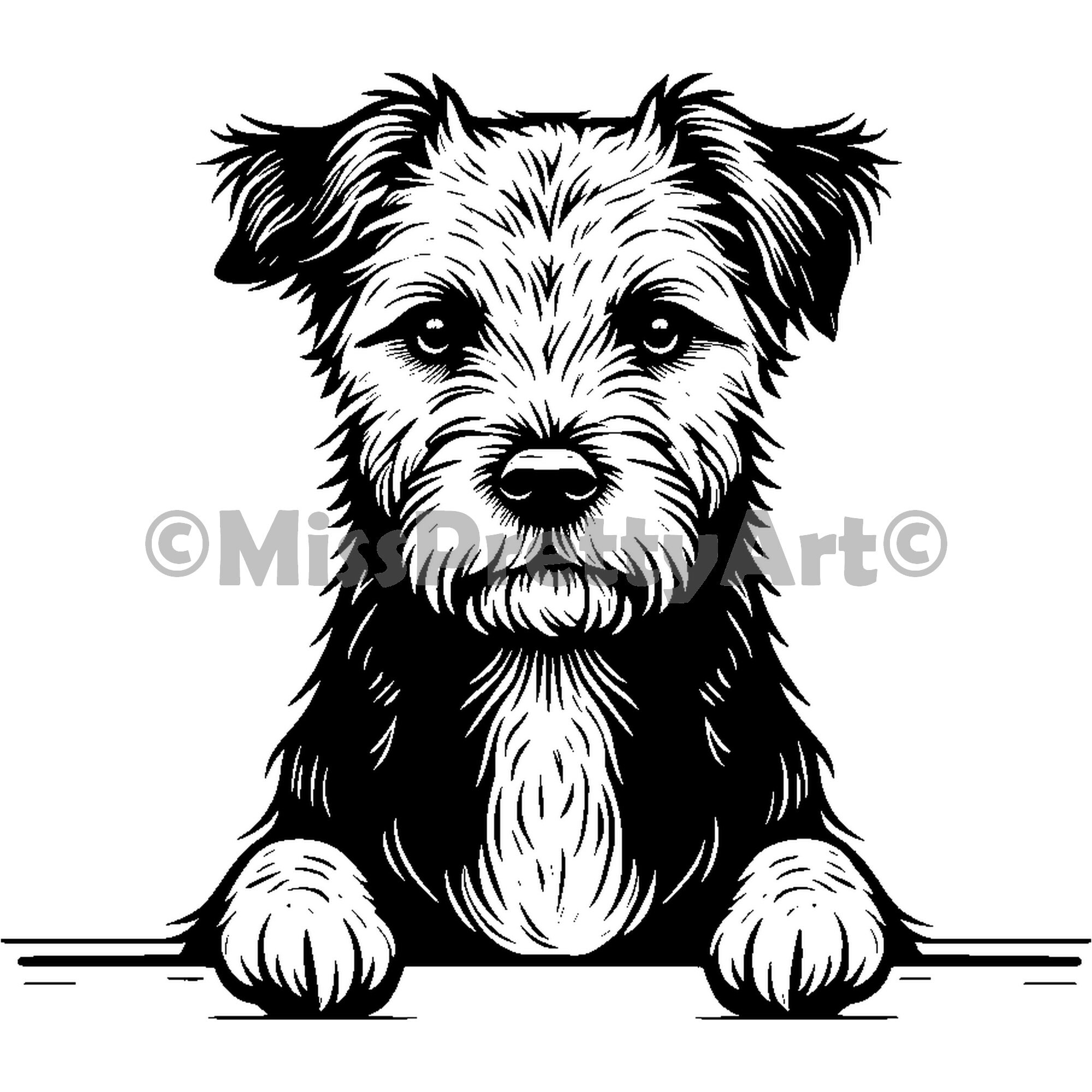 Peeking Brave Border Terrier Dog Svg , Dxf, Png, Eps High Quality ...