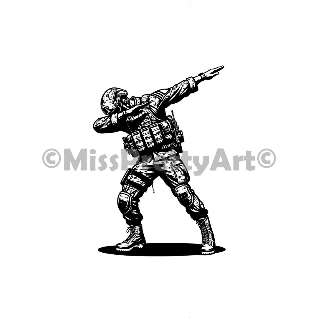 Dabbing Soldier in Full Military Uniform Art Svg , Dxf, Png, Eps High ...