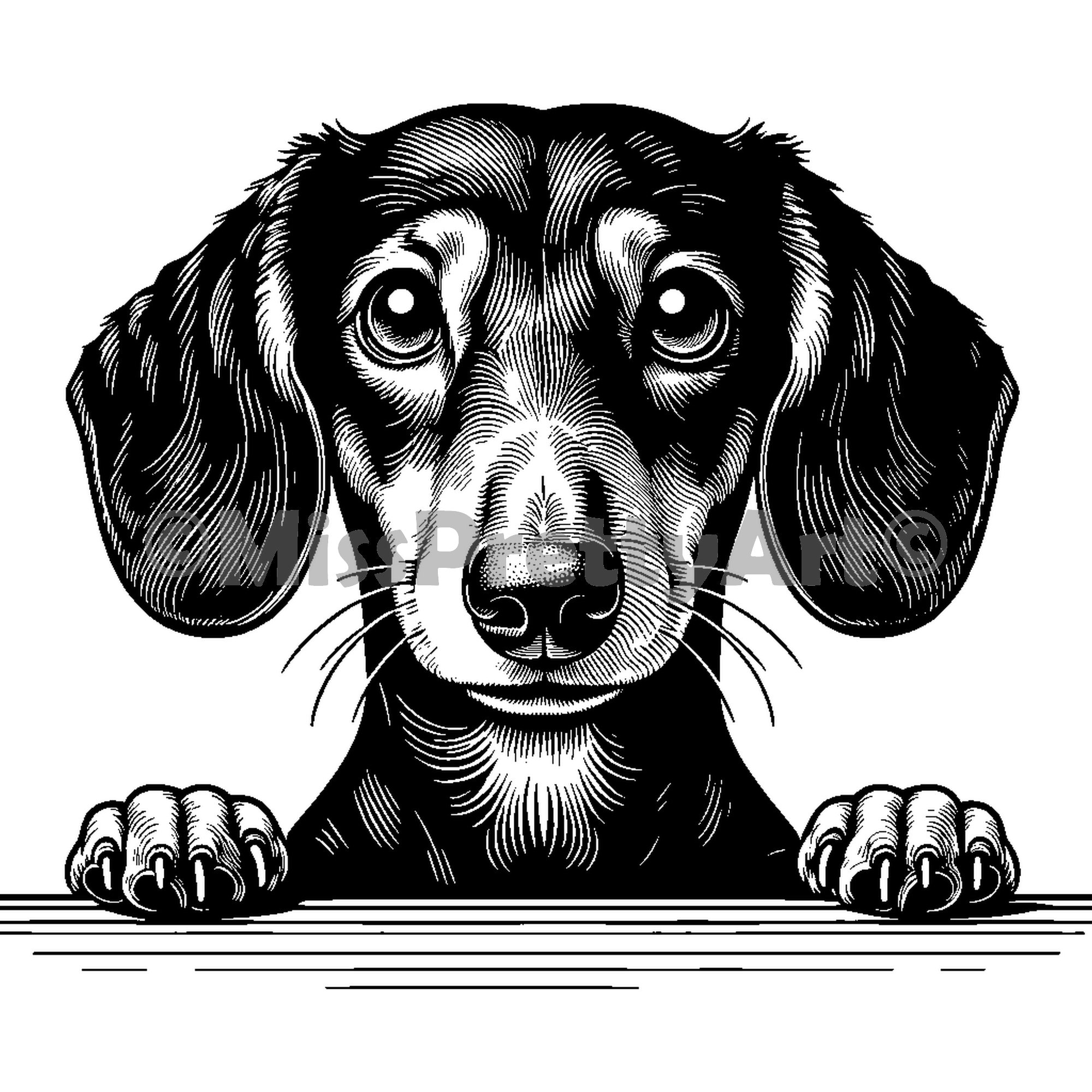 Peeking Smart Dachshund Dog Artwork Svg , Dxf, Png, Eps High Quality ...