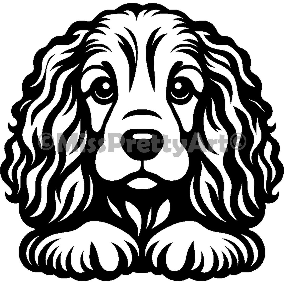 Peeking American Cocker Spaniel Dog Art Svg , Dxf, Png, Eps High ...