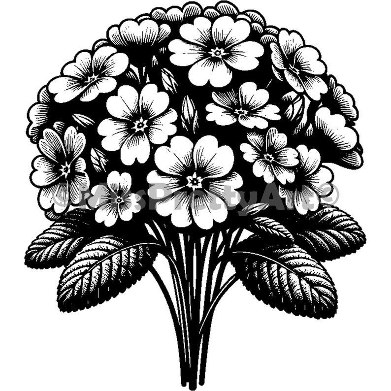 Pretty Primrose Wild Flower Bouquet Svg , Dxf, Png, Eps High Quality ...