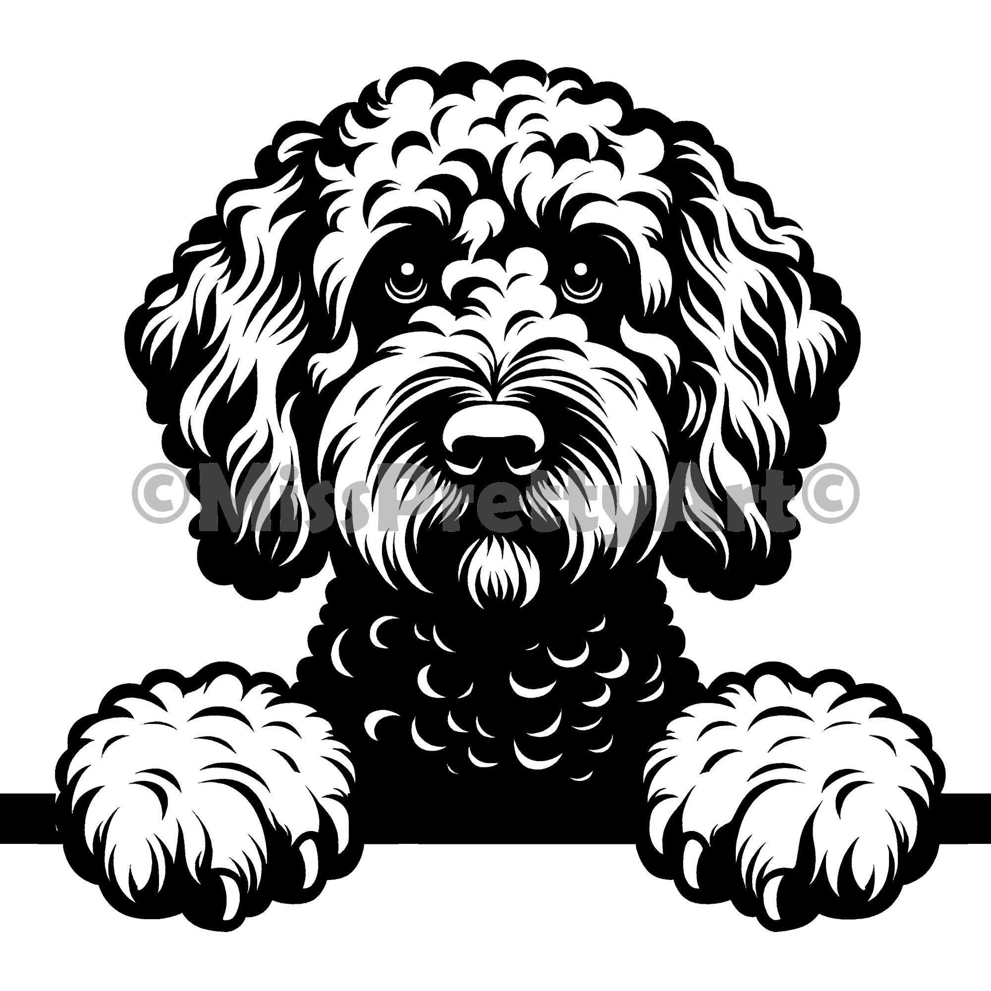 Peeking Lagotto Romagnolo Dog Art Svg , Dxf, Png, Eps High Quality ...