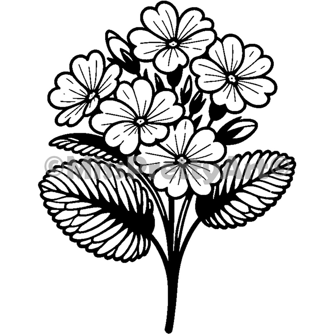 Simple Primrose Wild Flower Bouquet Svg , Dxf, Png, Eps High Quality ...
