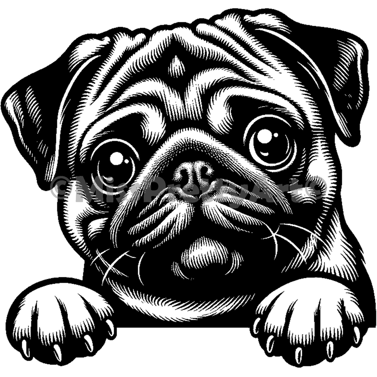 Peeking Cute Pug Dog Art Svg , Dxf, Png, Eps High Quality Design ...